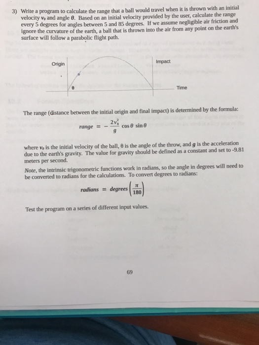Solved Programming Assignment 5a- Design Ballistic Table | Chegg.com