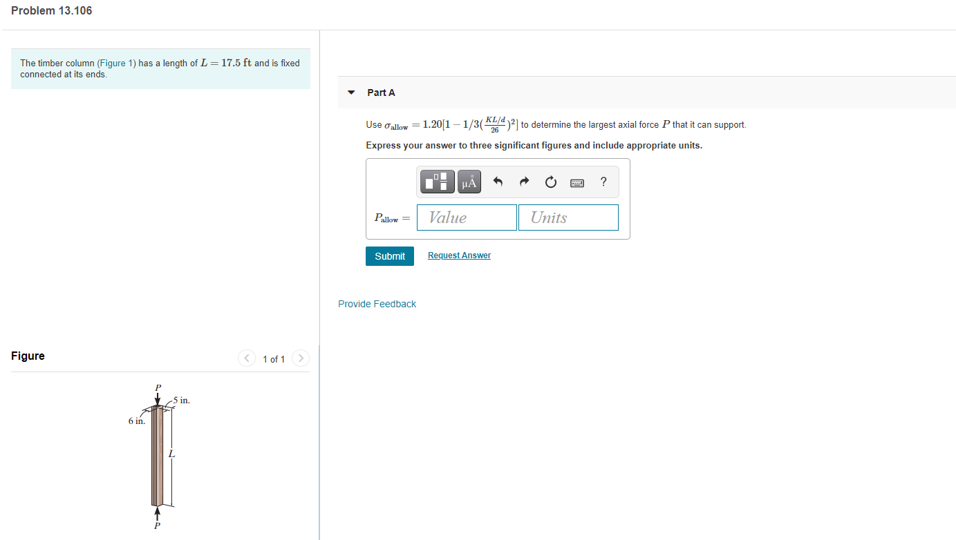 Solved Problem 13.106 The timber column (Figure 1) has a | Chegg.com