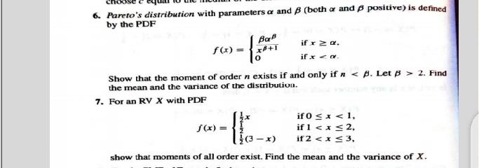 Solved 6. Pareto's distribution with parameters α and β | Chegg.com