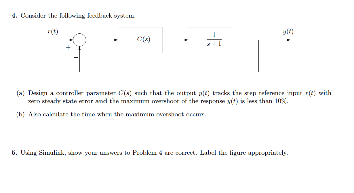 Solved 4 Consider The Following Feedback System A Design 