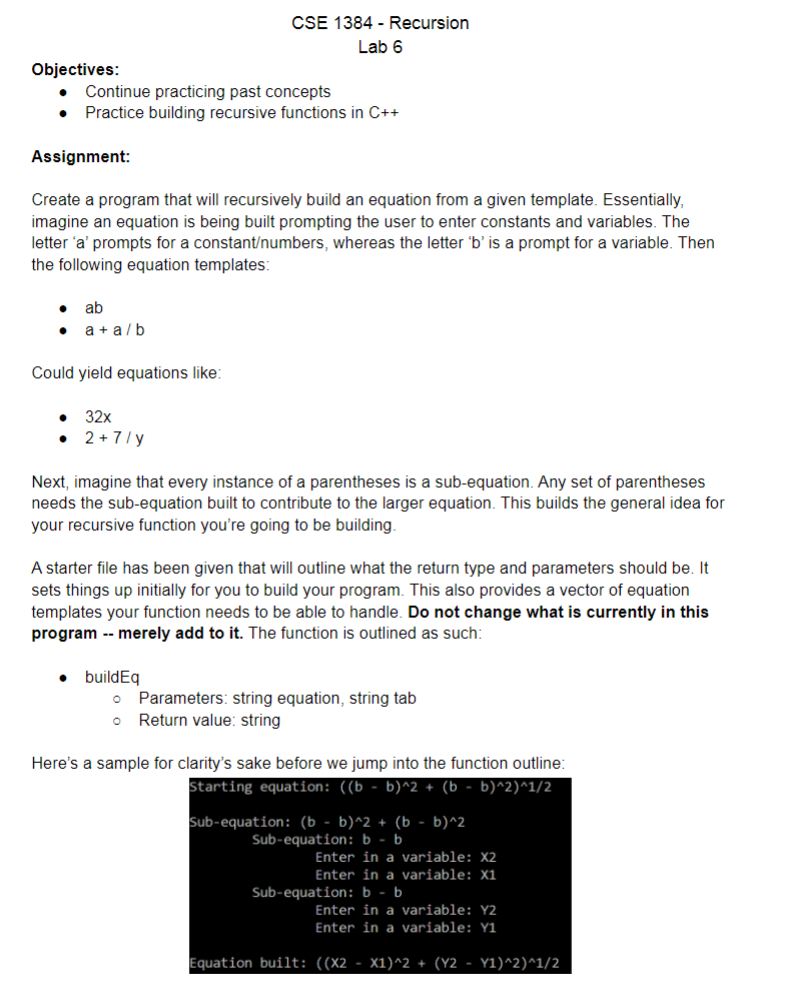 Solved What code is missing to allow this to build equations | Chegg.com