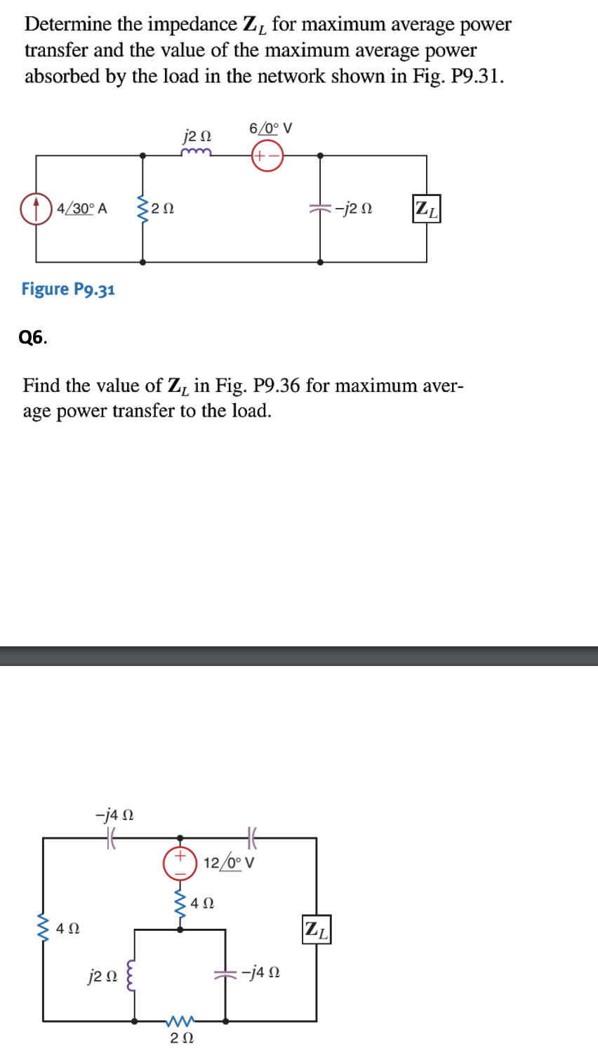 Solved Determine the impedance Zų for maximum average power | Chegg.com