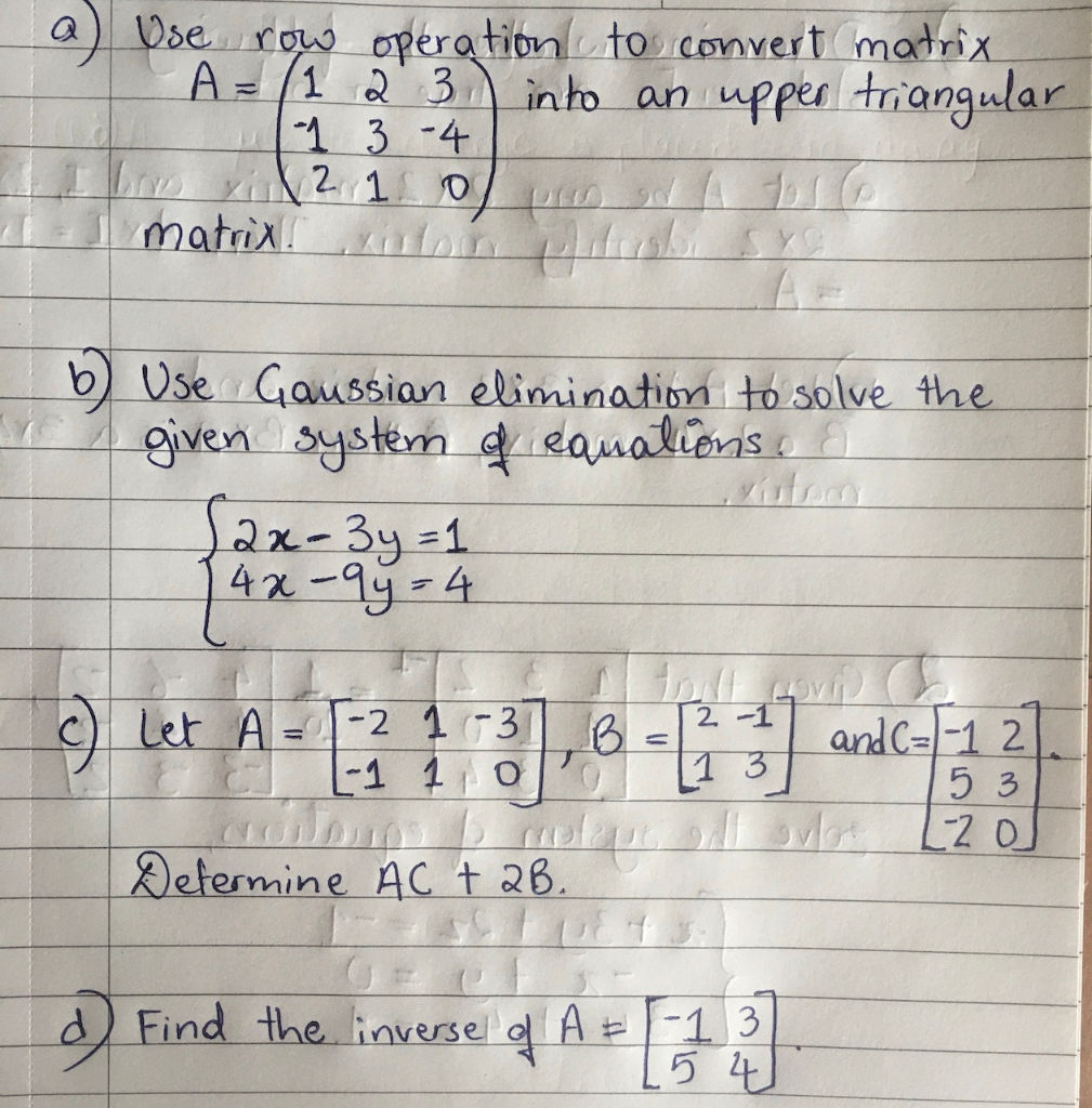 Solved Vse now operation to convert matrix A = /1 2 3 into | Chegg.com