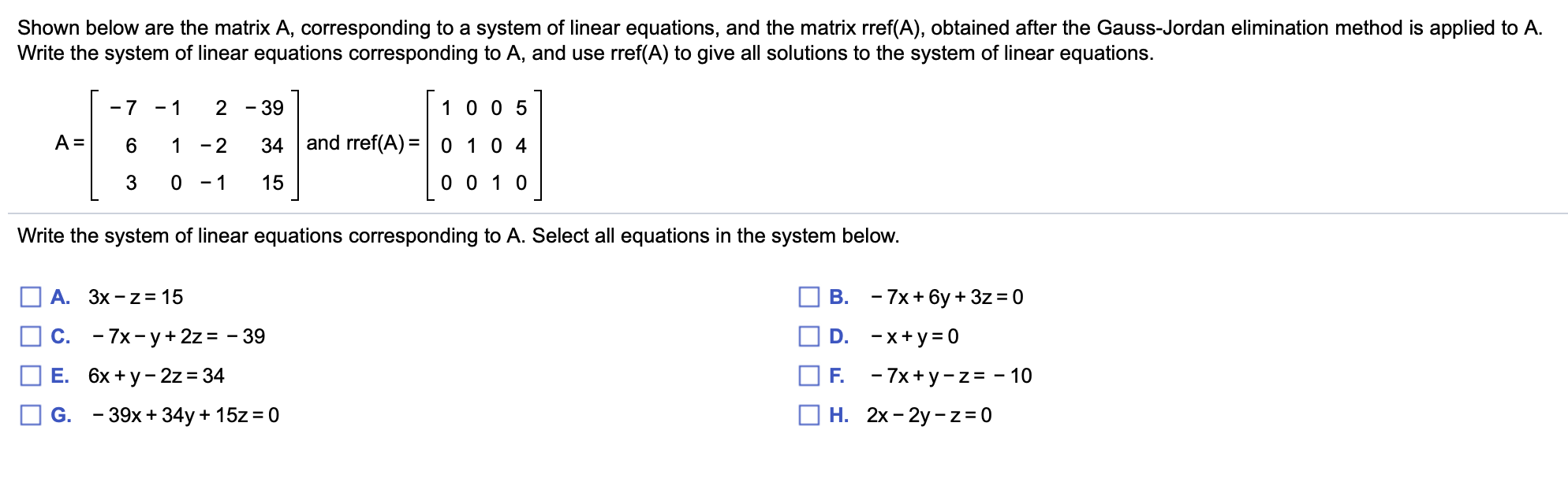 Solved Shown below are the matrix A, corresponding to a | Chegg.com