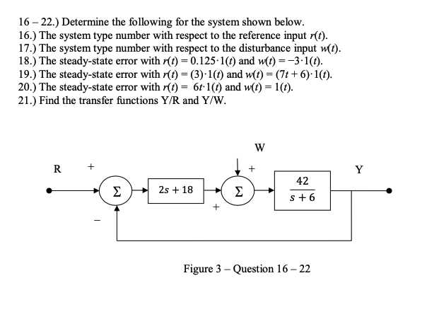 Solved 16 - 22.) Determine the following for the system | Chegg.com