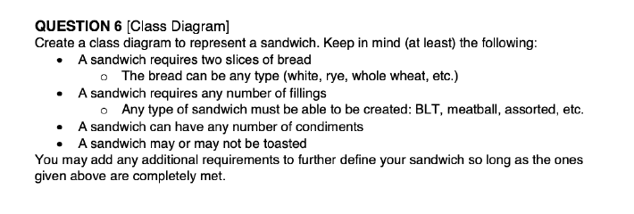 Solved QUESTION 6 [Class Diagram] Create a class diagram to | Chegg.com