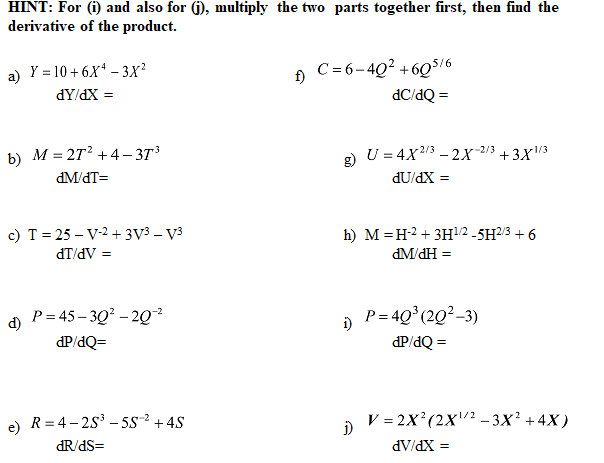 Solved Below are ten functions. Find the first derivative | Chegg.com