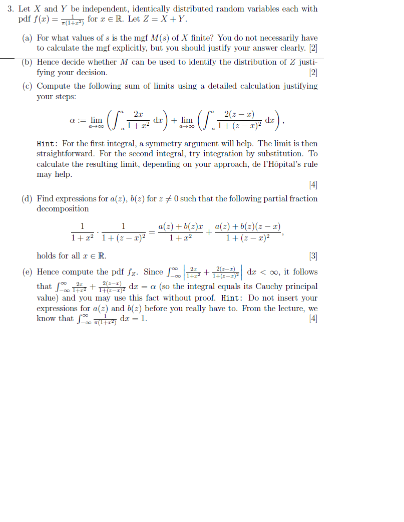 3. Let X and Y be independent, identically | Chegg.com