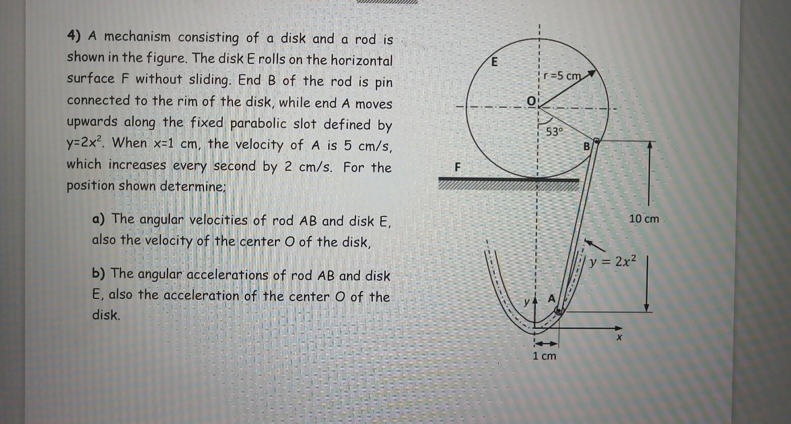 Solved 4) A mechanism consisting of a disk and a rod is | Chegg.com