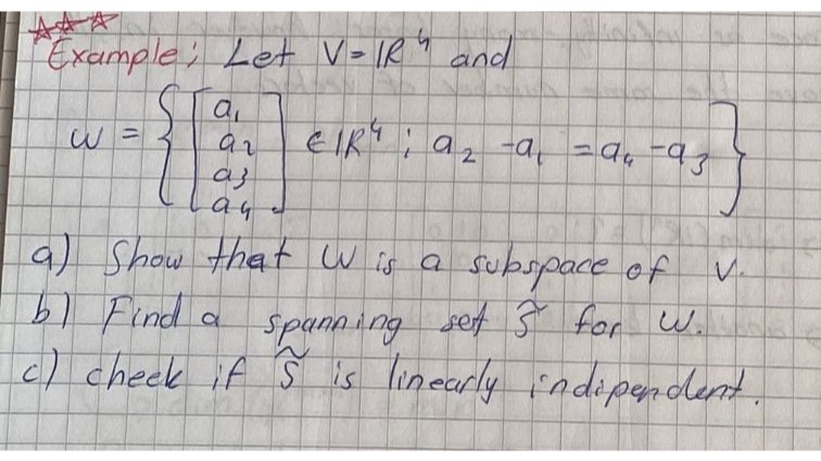 Solved Example; Let V=R4 | Chegg.com