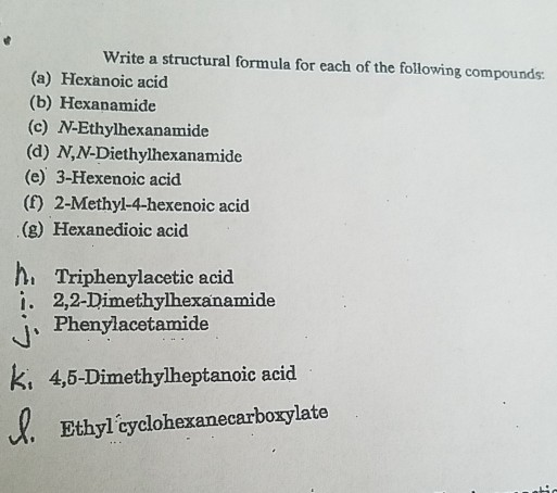 Solved Write a structural formula for each of the following | Chegg.com