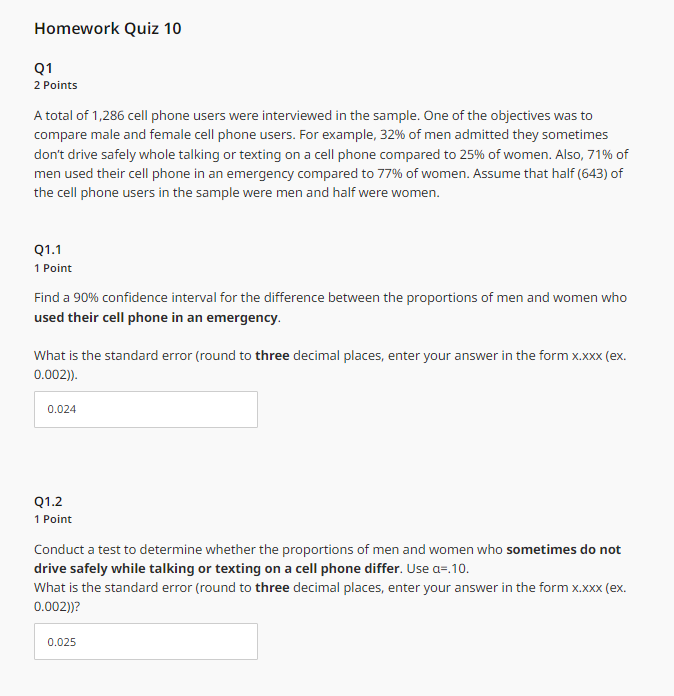 Homework Quiz 10 Q1 2 Points A total of 1,286 cell | Chegg.com