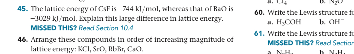 Solved 45. The lattice energy of \\( \\mathrm{CsF} \\) is | Chegg.com