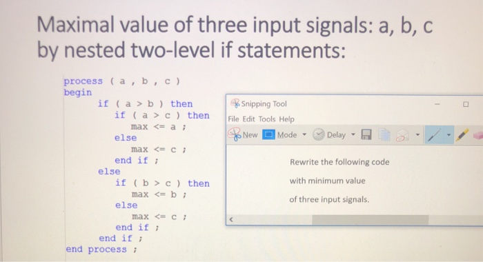 Solved Maximal value of three input signals: a, b, c by | Chegg.com