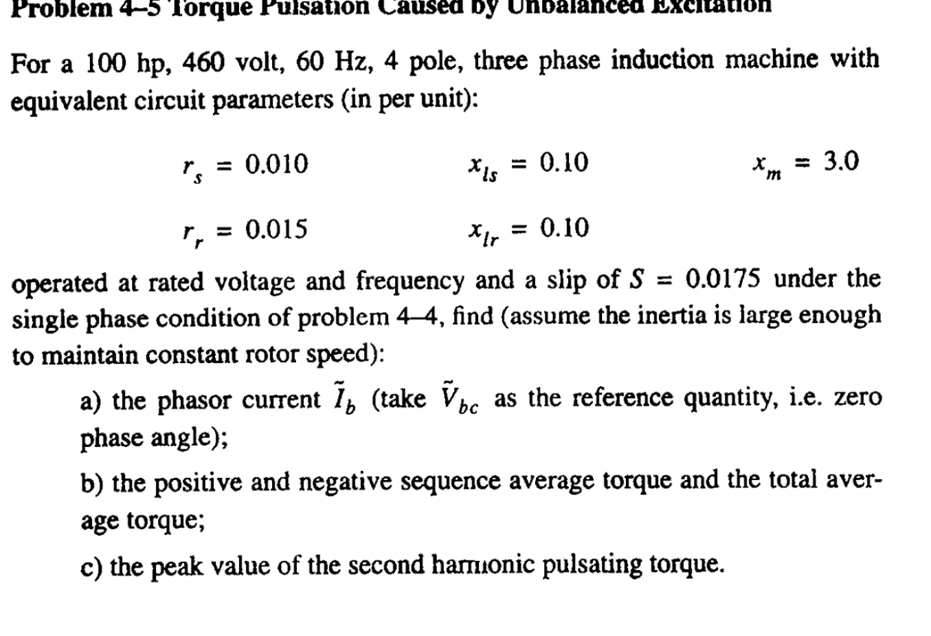 Problem 4-5 Torque Pulsation Caused by nced Xcitation | Chegg.com