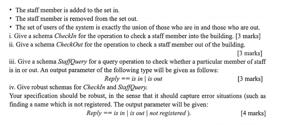 Solved it is about Z Specification in the subject of formal | Chegg.com