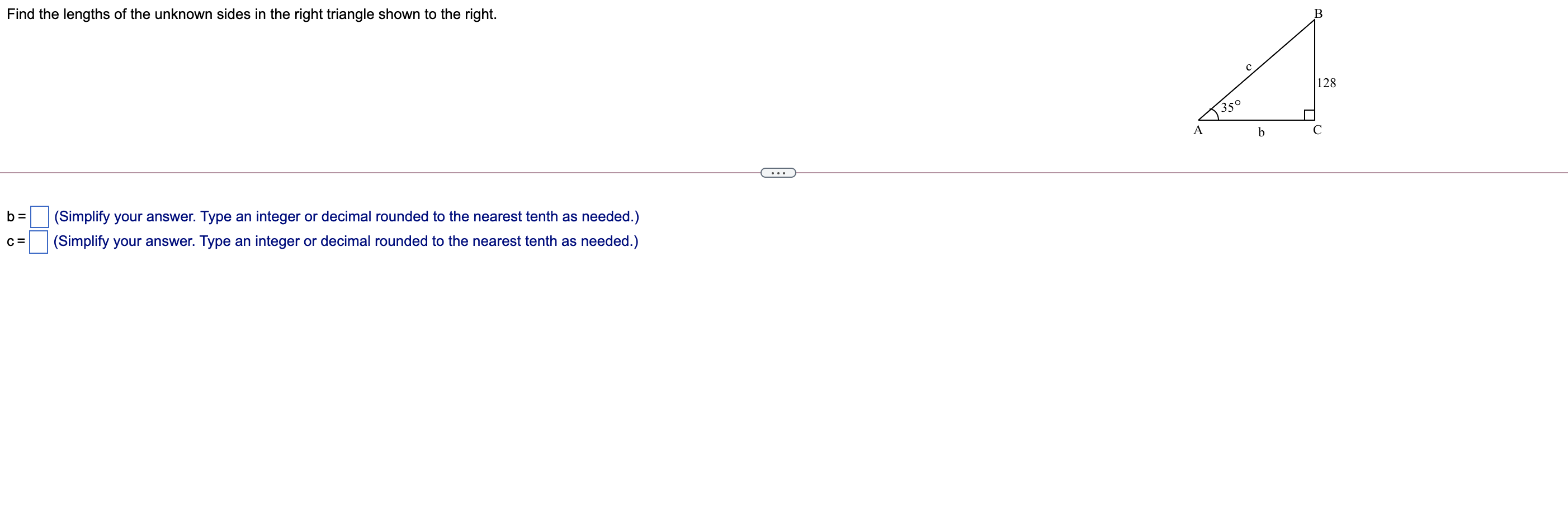 Solved Find the lengths of the unknown sides in the right | Chegg.com