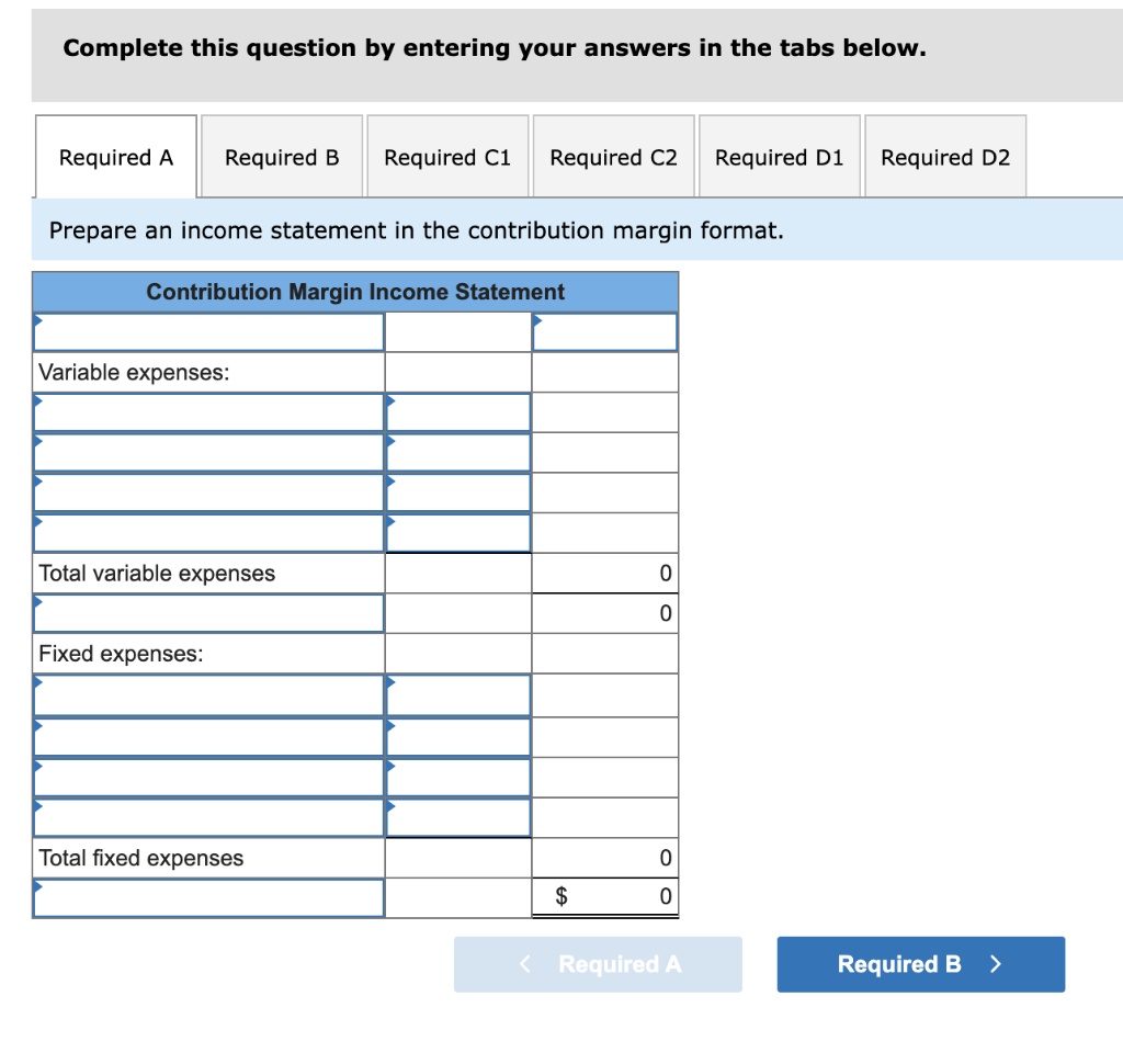 Solved Problem 12-21 (Algo) Prepare a contribution margin | Chegg.com