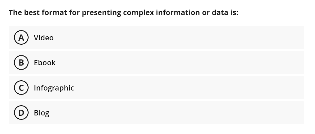 Solved The best format for presenting complex information or | Chegg.com