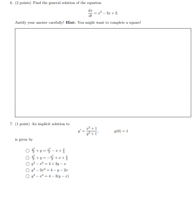 Solved 6. (2 points) Find the general solution of the | Chegg.com