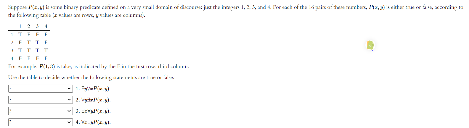 Solved Suppose P(x, y) is some binary predicate defined on a | Chegg.com