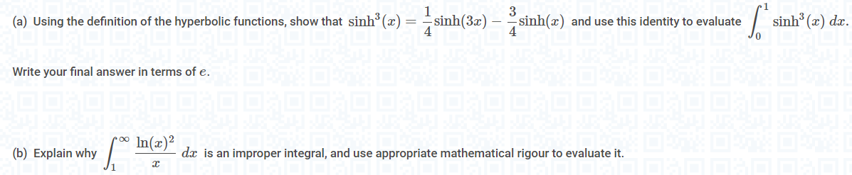 Solved (a) Using the definition of the hyperbolic functions, | Chegg.com