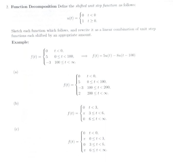 Solved 2 Function Decomposition Define The Shifted Unit