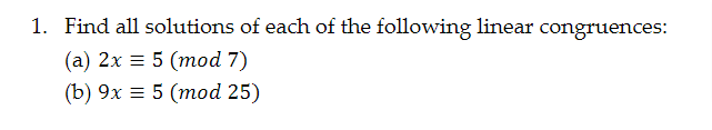 Solved Find all solutions of each of the following linear | Chegg.com