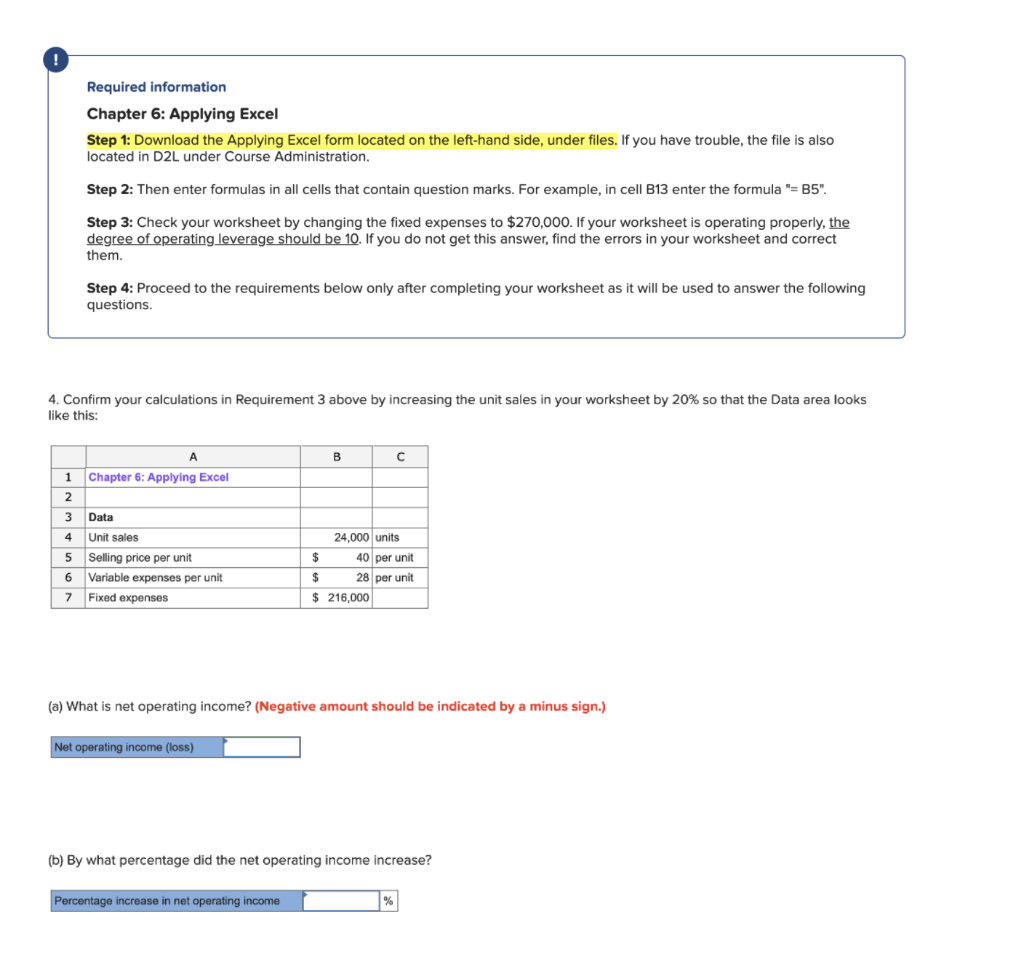 Solved Required information Chapter 6: Applying Excel Step | Chegg.com