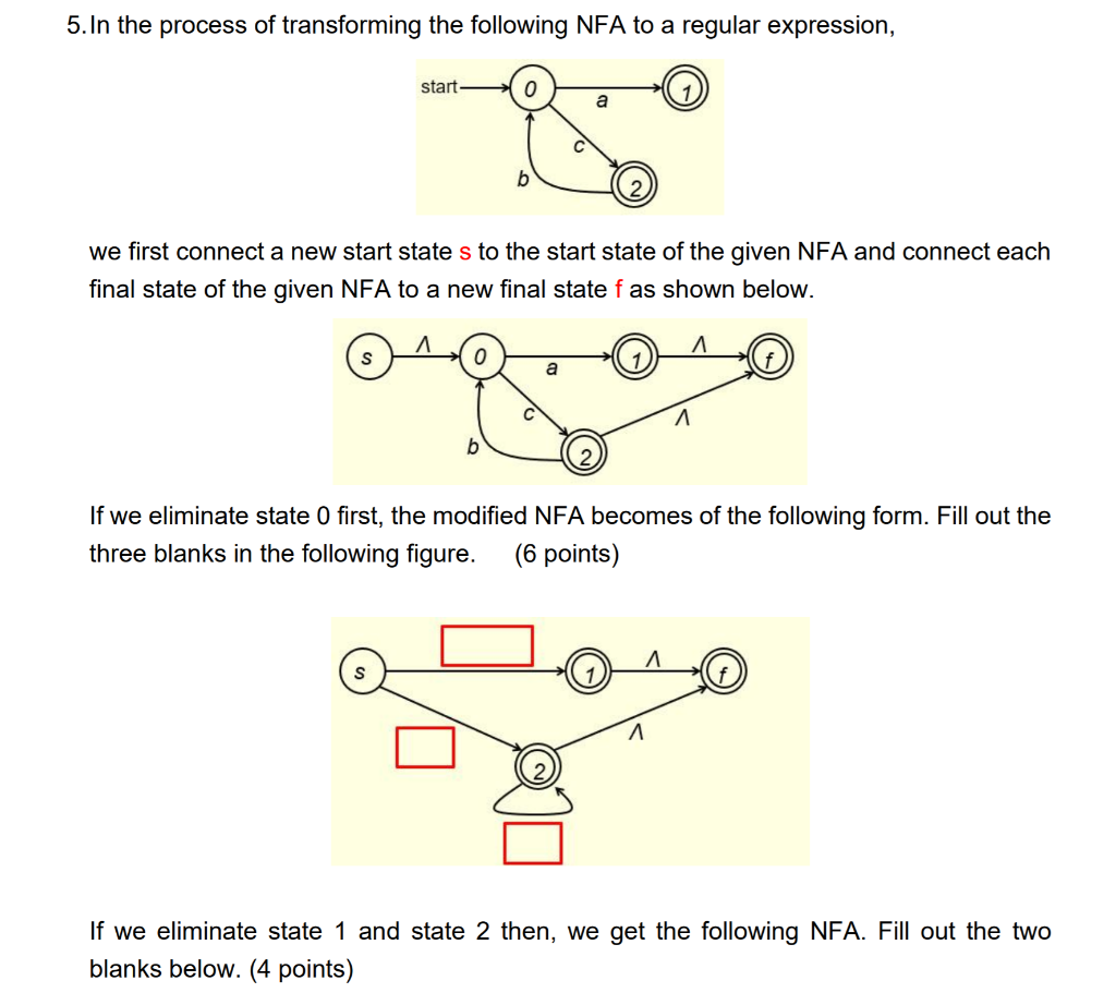 Solved 5. In the process of transforming the following NFA | Chegg.com