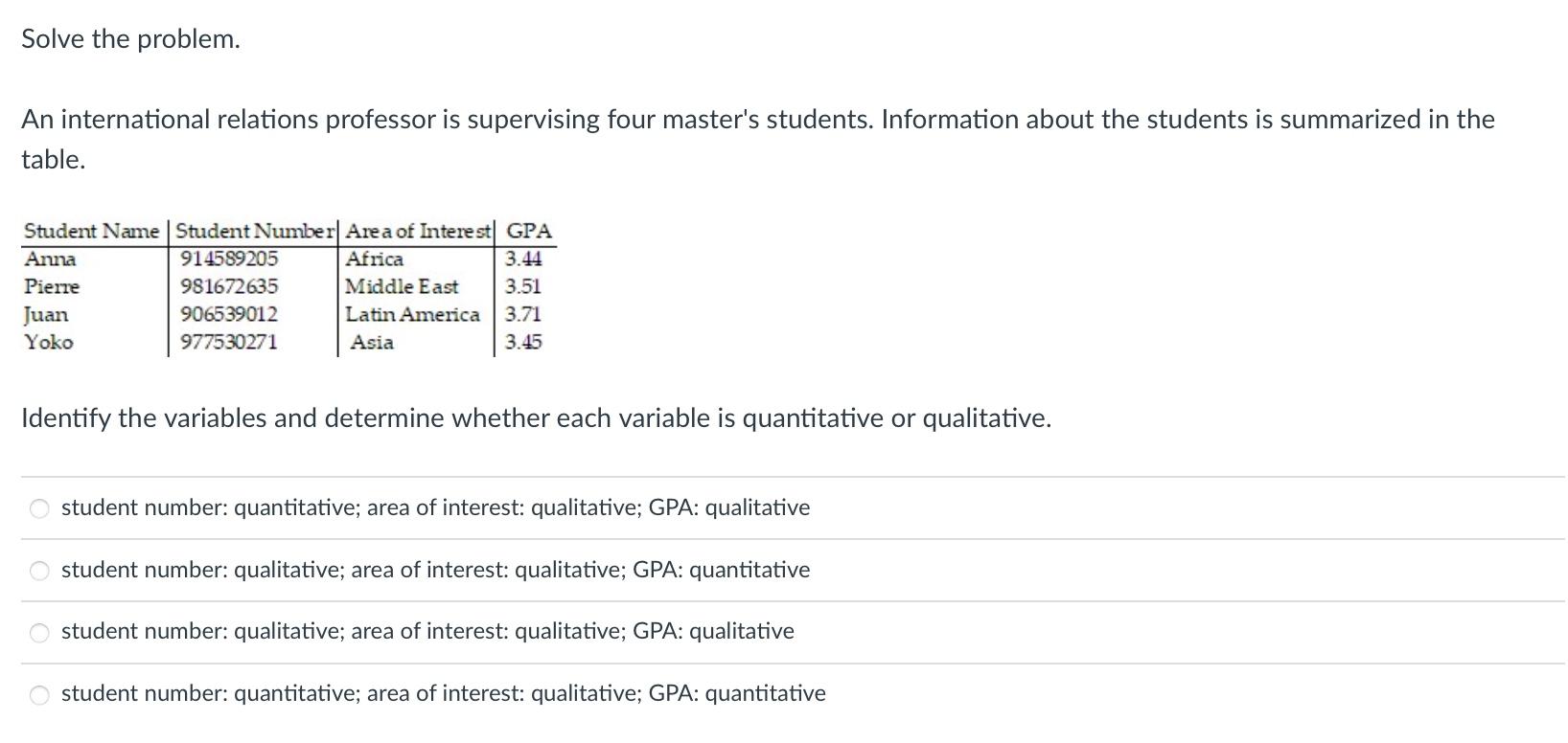 Solved Identify the variables and determine whether each | Chegg.com