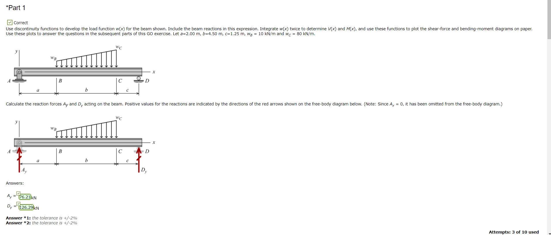 Solved *Part 1 Correct Use discontinuity functions to | Chegg.com