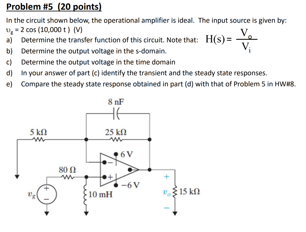 Solved Problem #5 (20 points) In the circuit shown below, | Chegg.com