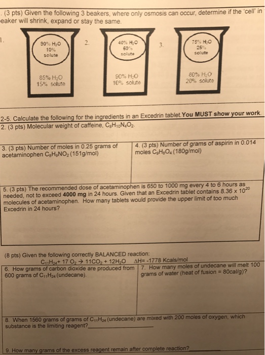 Solved Given the following 3 beakers, where only osmosis can | Chegg.com