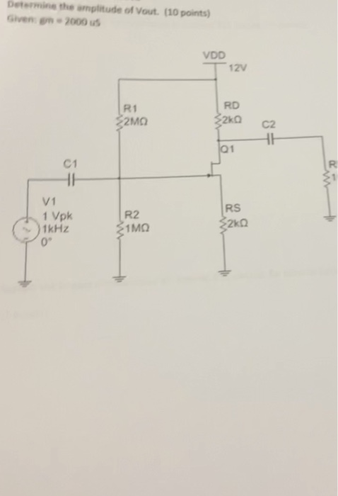 Solved Determine the amplitude of Vout. (10 points) | Chegg.com
