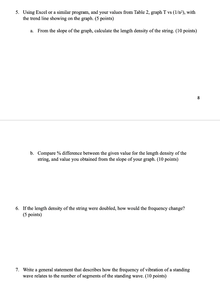 Solved Table for String part 2 (5 points) f(Hz) 59.85 kg | Chegg.com