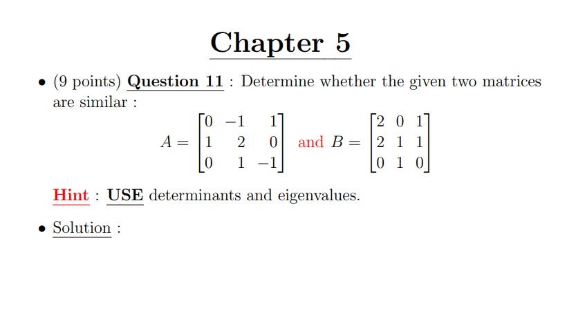 Solved - (9 points) Question 11 : Determine whether the | Chegg.com