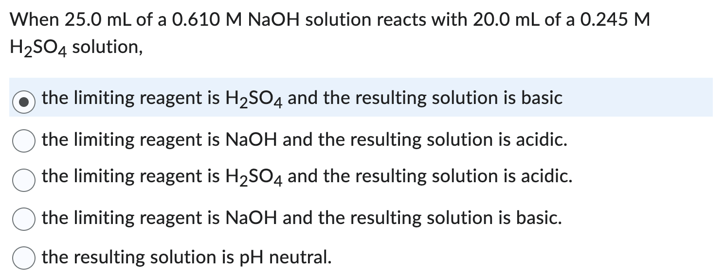 Solved When 25.0 mL of a 0.610MNaOH solution reacts with | Chegg.com