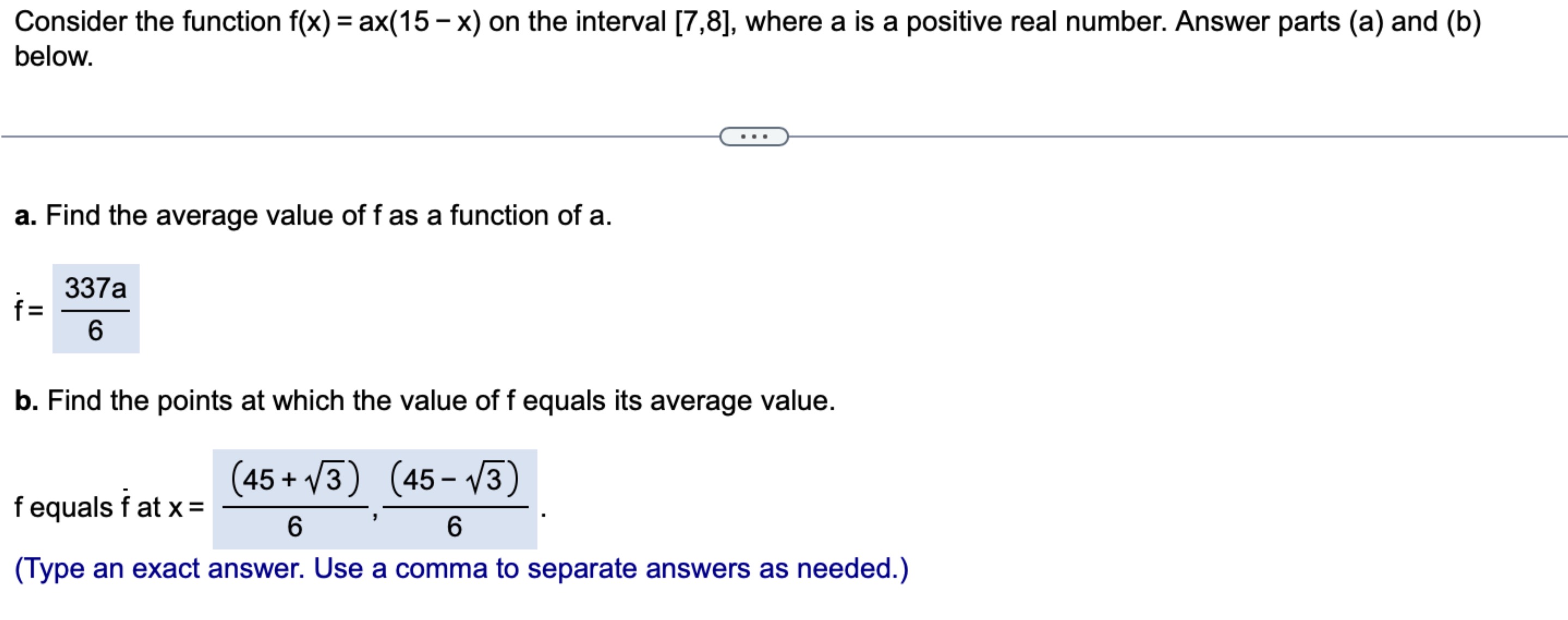 Solved Consider the function f(x)=ax(15-x) ﻿on the interval | Chegg.com