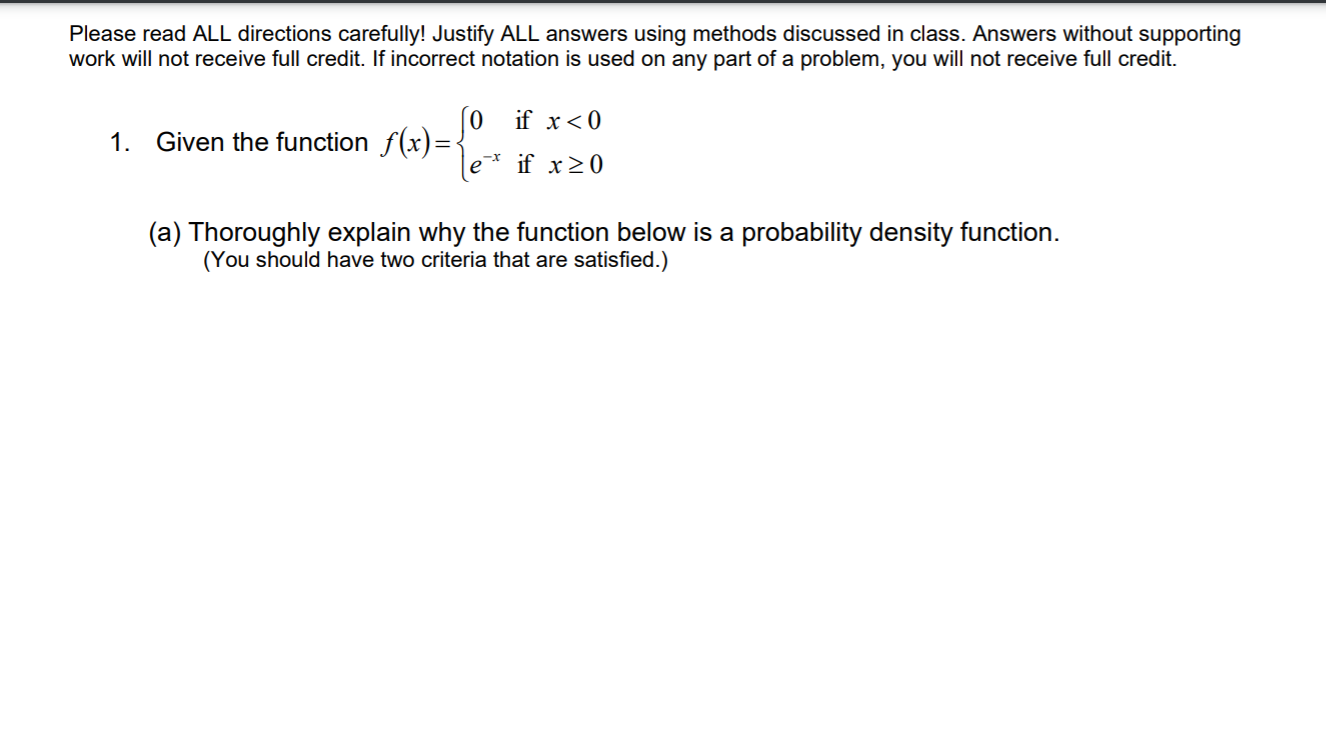 Solved Please read ALL directions carefully! Justify ALL | Chegg.com