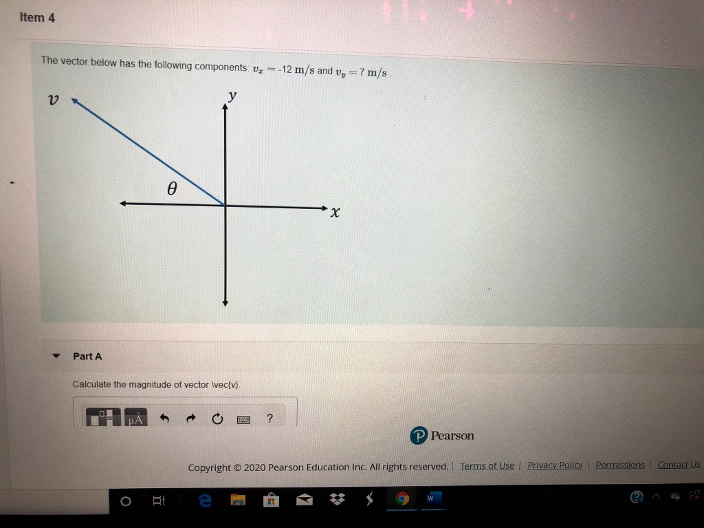 Solved Item 4 The vector below has the following components: | Chegg.com