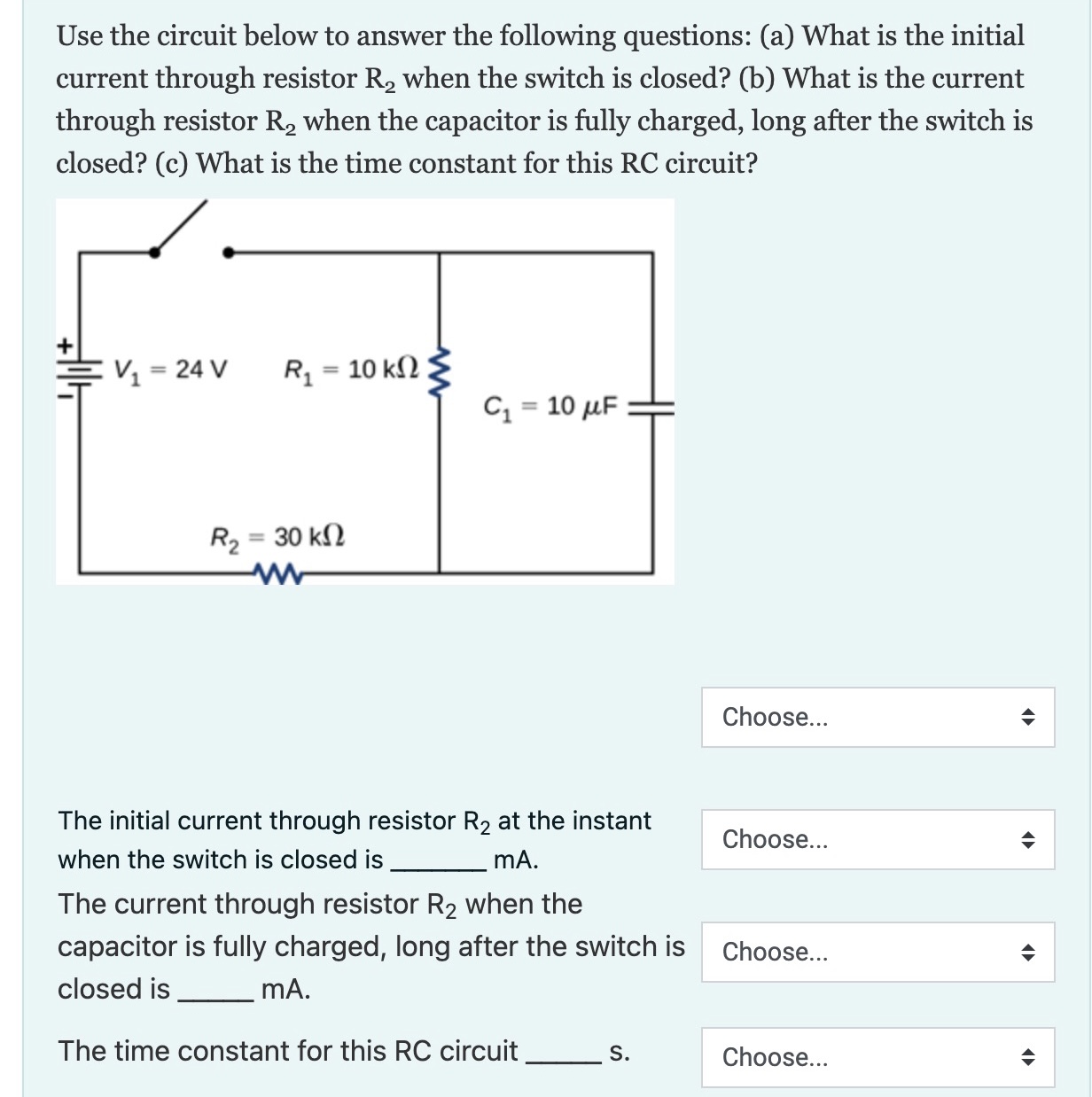 Solved Use the circuit below to answer the following | Chegg.com