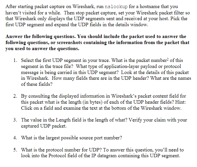Solved Start capturing packets in Wireshark and then do | Chegg.com