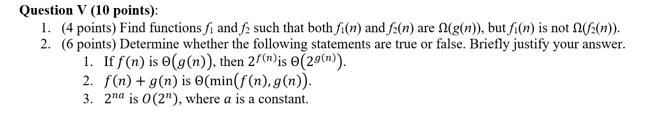Solved Question V (10 points): 1. (4 points) Find functions | Chegg.com
