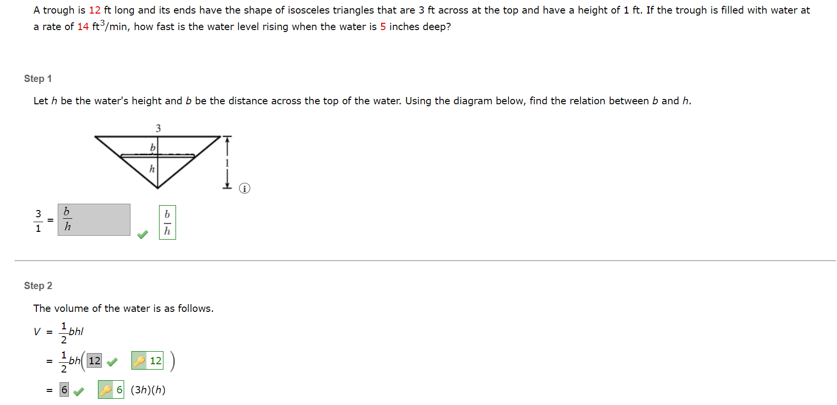 Solved A trough is 12ft long and its ends have the shape of | Chegg.com