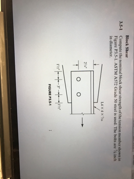 Solved Block Shear Compute the nominal block shear strength | Chegg.com
