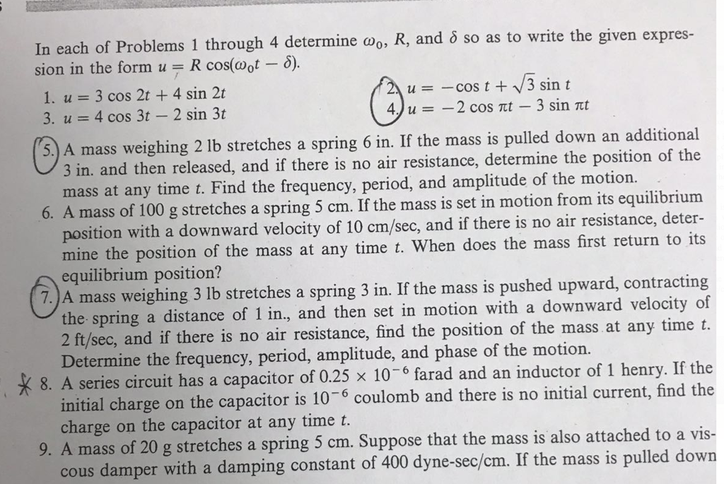 Solved In each of Problems 1 through 4 determine coo, R, and | Chegg.com