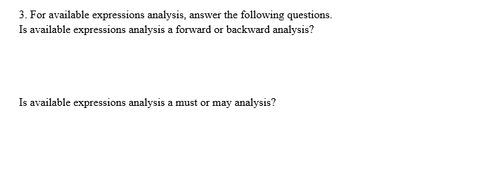 3. For available expressions analysis, answer the | Chegg.com