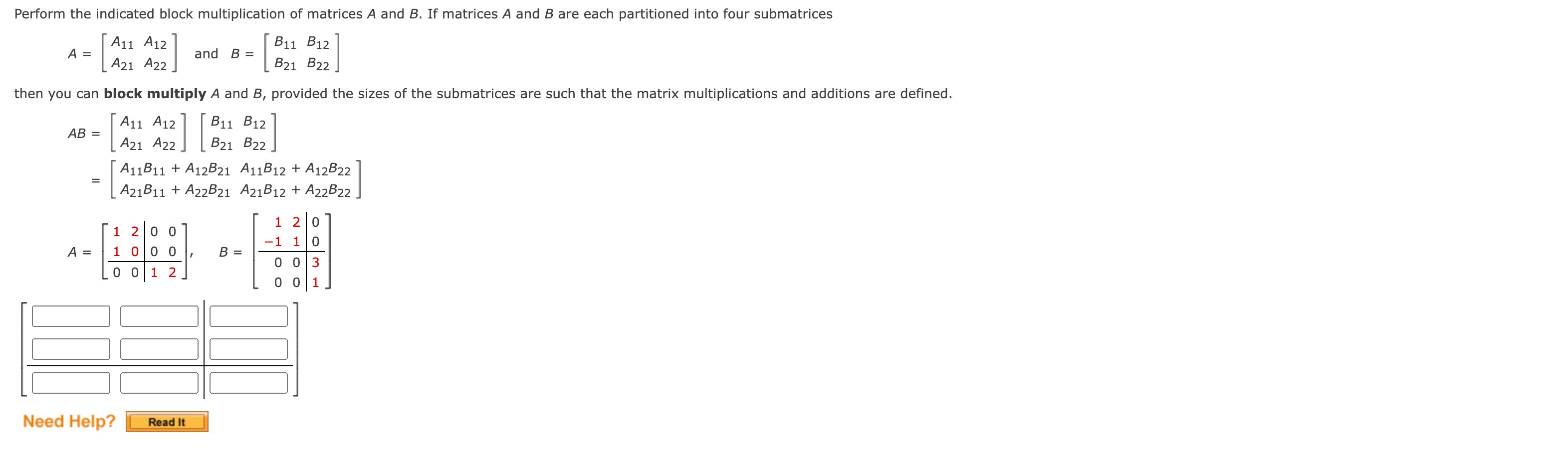 Solved A=[A11A21A12A22] and B=[B11B21B12B22] then you can | Chegg.com