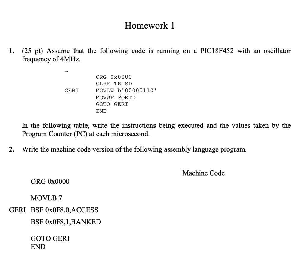 Solved Homework 1 1. (25 pt) Assume that the following code | Chegg.com